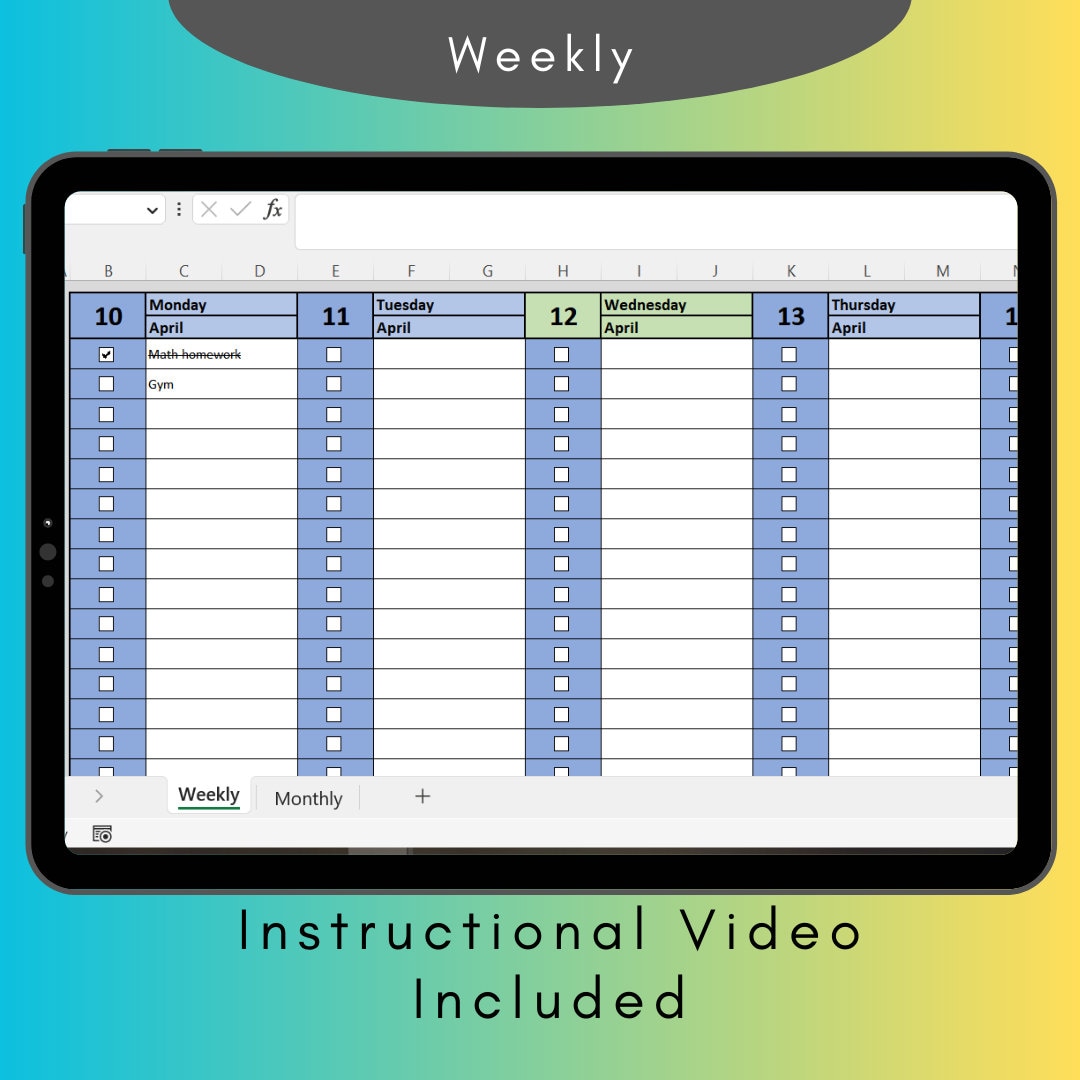 Ultimate Weekly and Monthly Planner Excel Template | Daily Digital ...