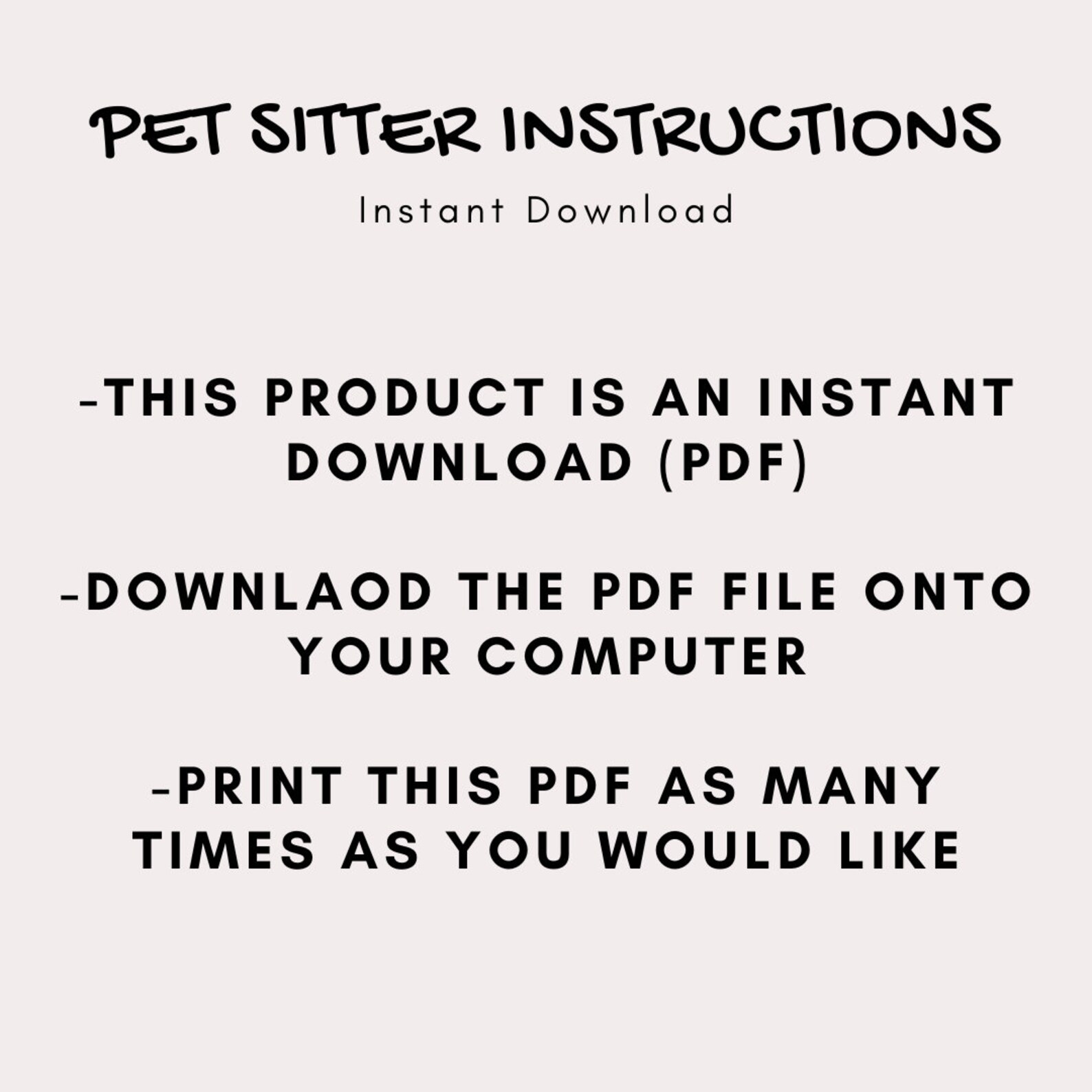 Dog Sitter Instructions, Dog Walker Form, Pet Sitter Template ...