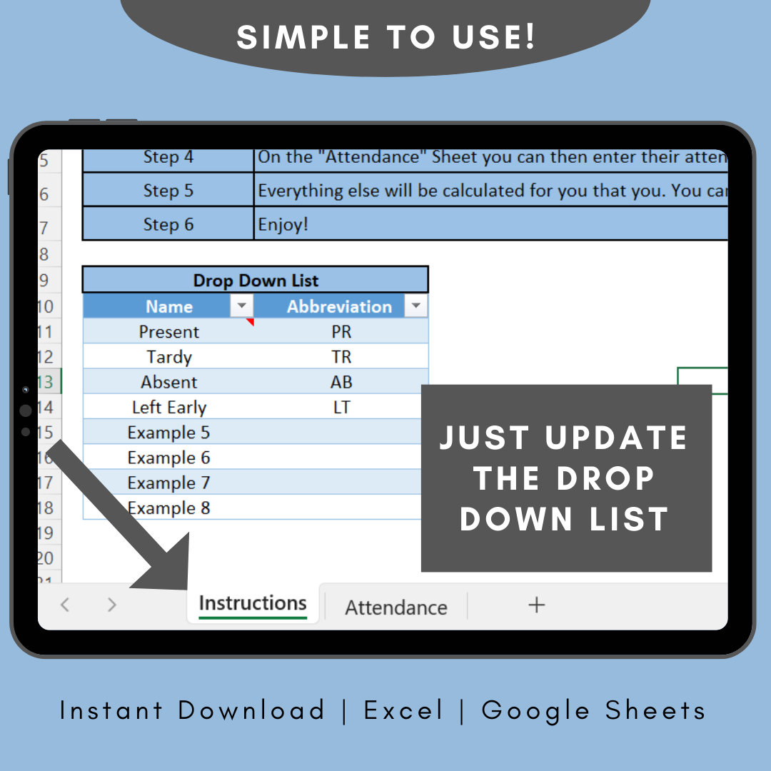 Employee Attendance Tracker Excel Spreadsheet (digital Template) - Etsy