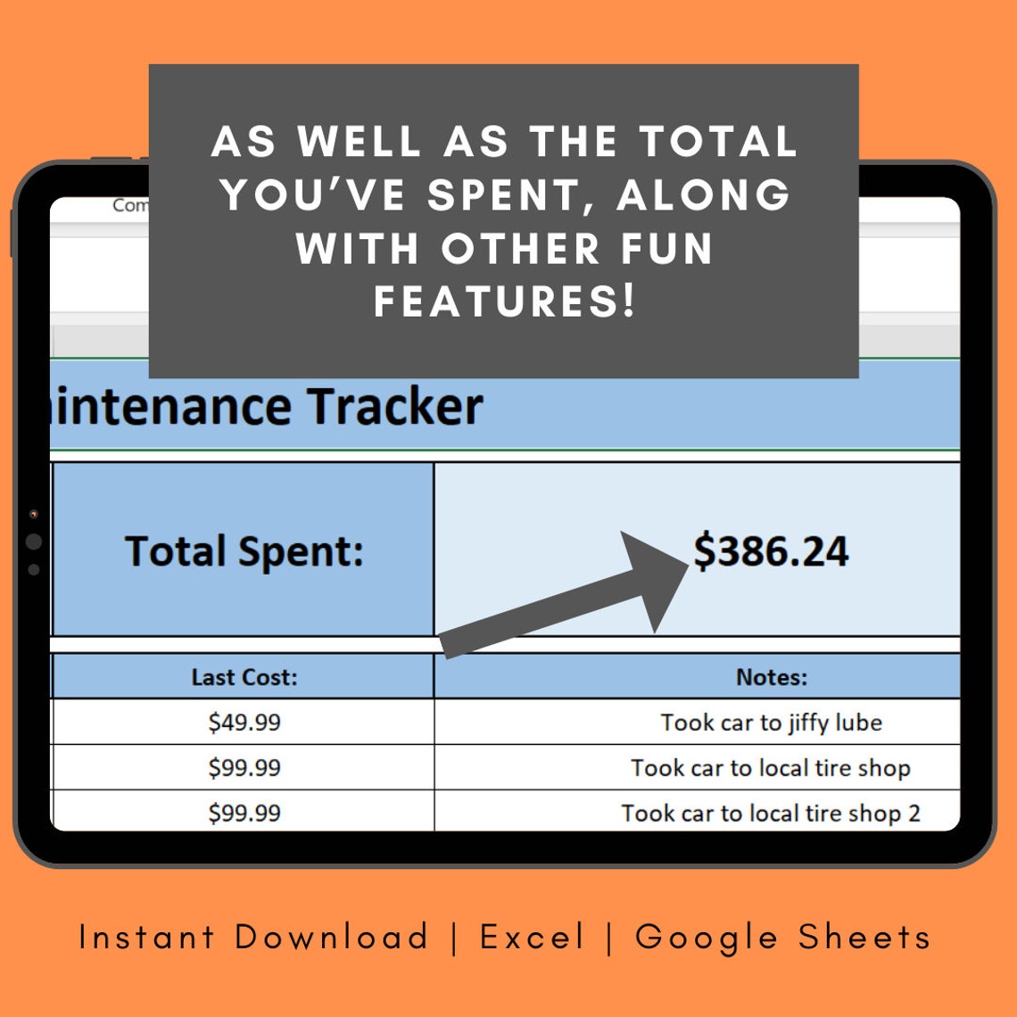 Vehicle Maintenance Tracker: Excel Template, Auto Service Log (digital ...