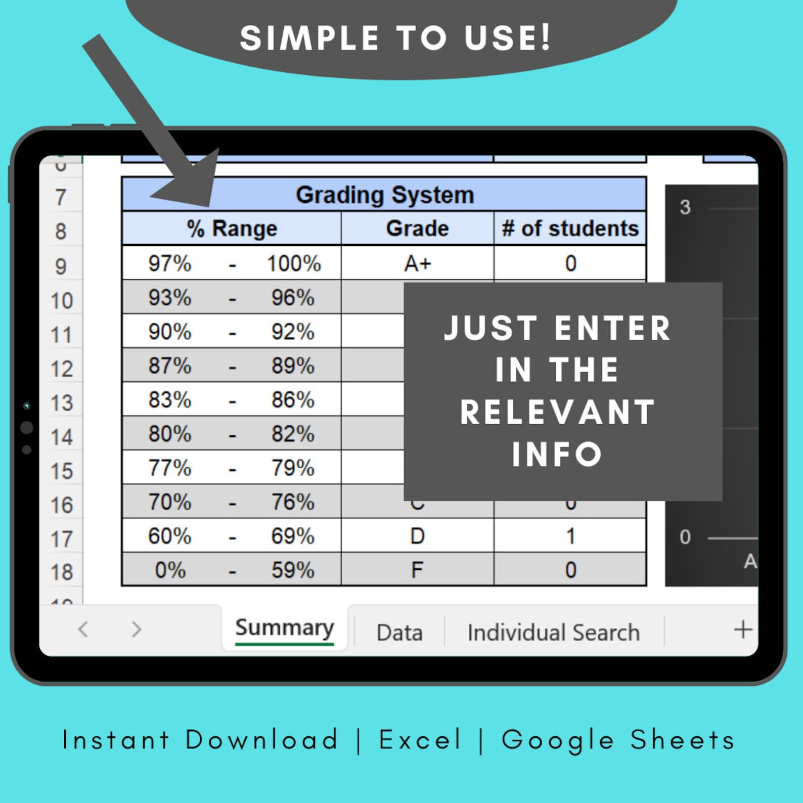 Excel Student Gradebook Template: Class Average Calculator (digital ...