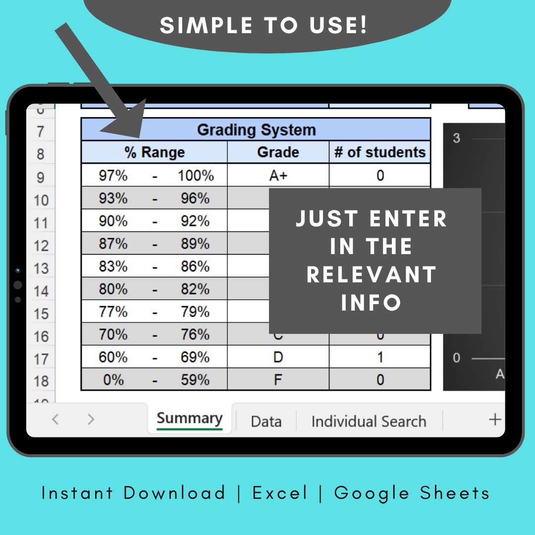 Excel Student Gradebook Template: Class Average Calculator (digital ...