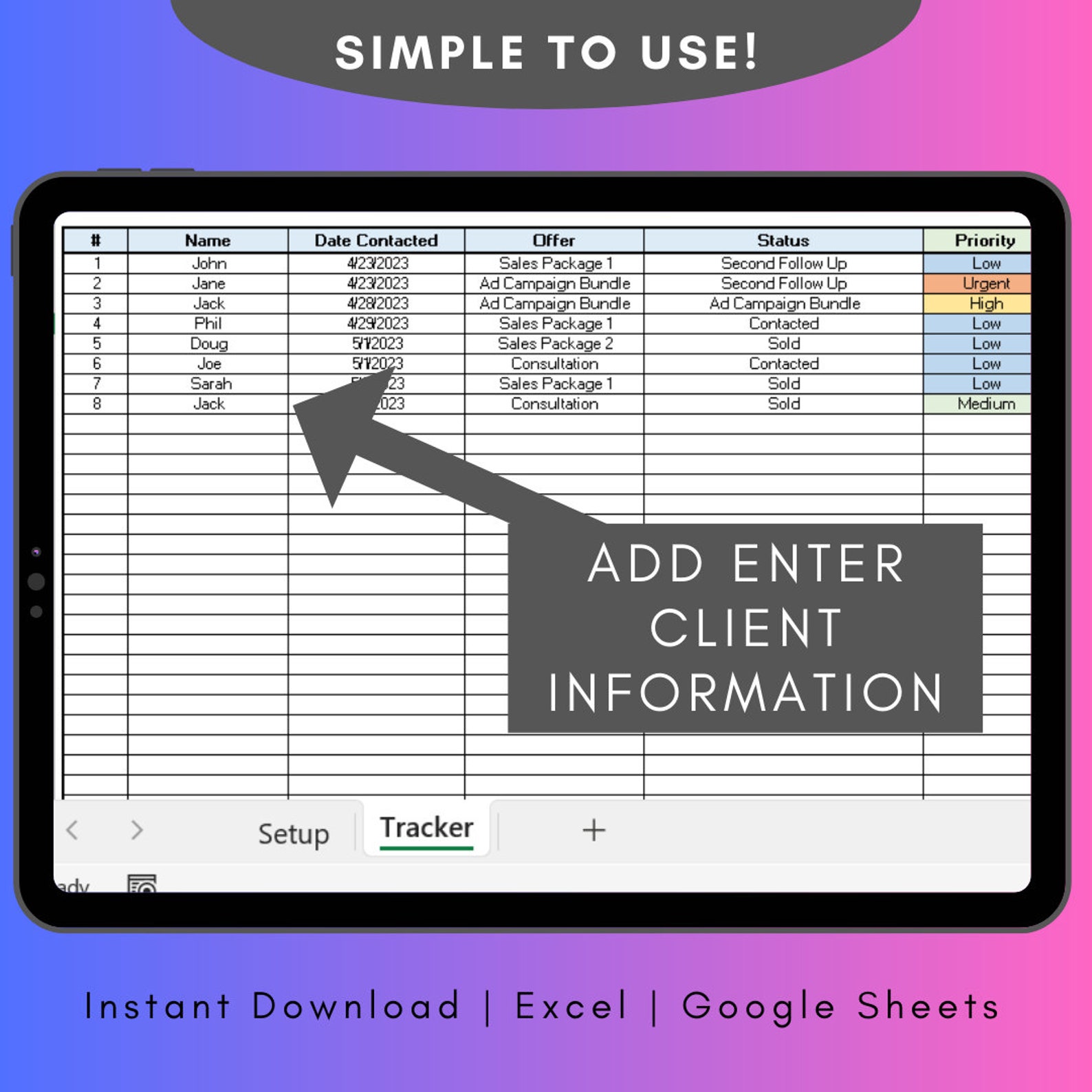 Client Tracker Excel Spreadsheet, Client Management, Manage Customer ... Client Tracker Excel Spreadsheet, Client Management, Manage Customer ...