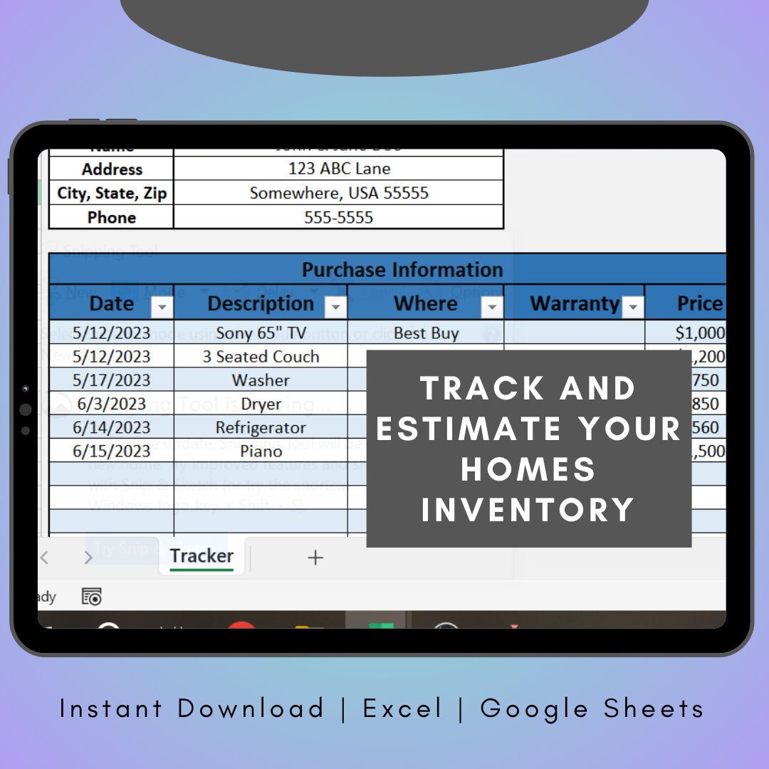 Home Inventory Tracker, Home Inventory Checklist, Home Inventory ...
