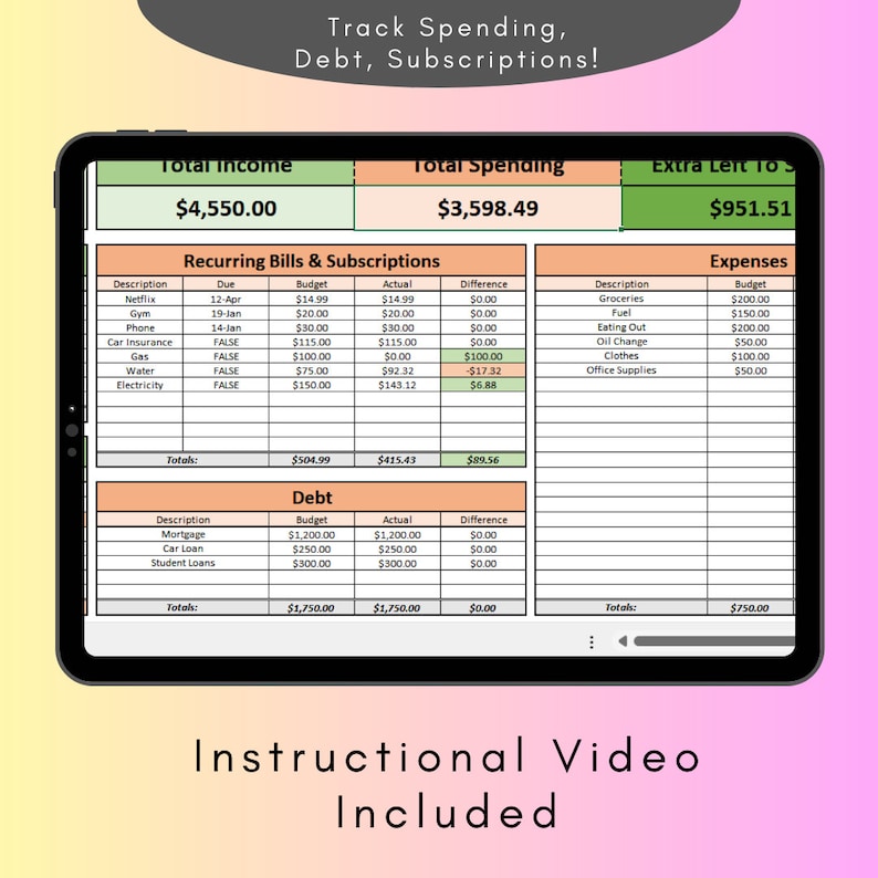 Monthly Budget Planner Excel Template | Debt Tracker | Financial Plan ...