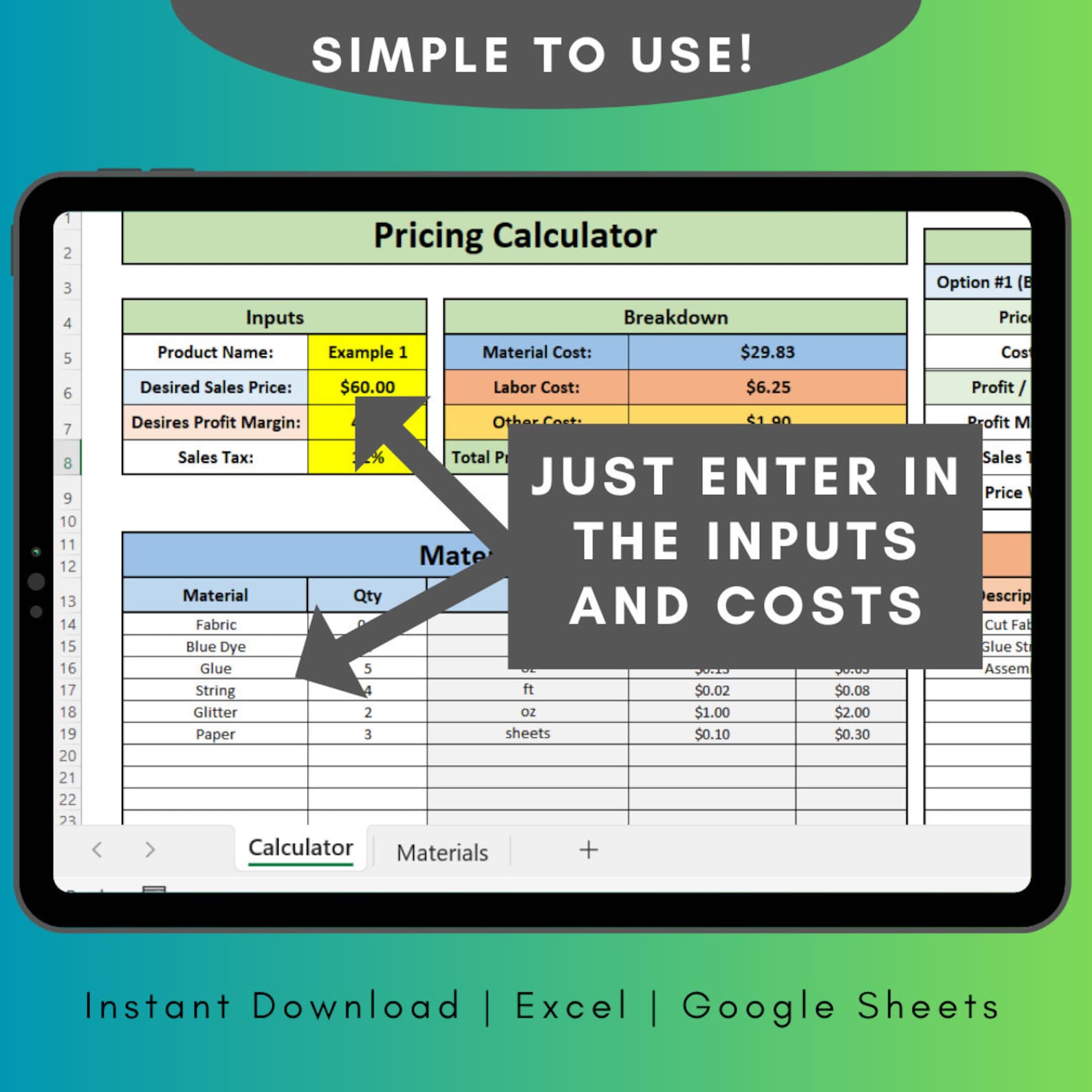 Product Pricing Calculator: Profit Margin Excel Template (digital) - Etsy