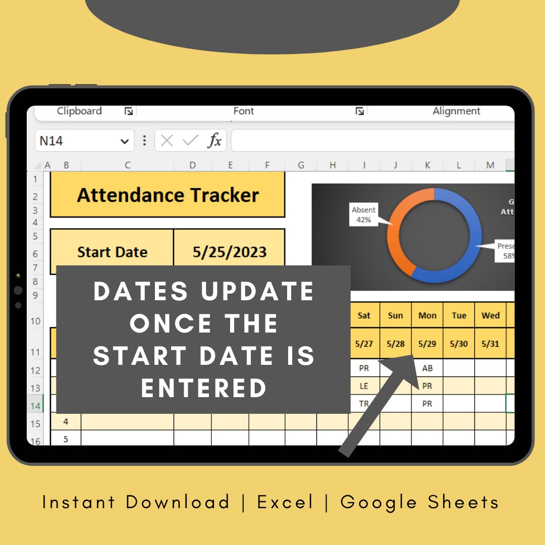 Daily Attendance Tracker Student Attendance Log Weekly Attendance ...