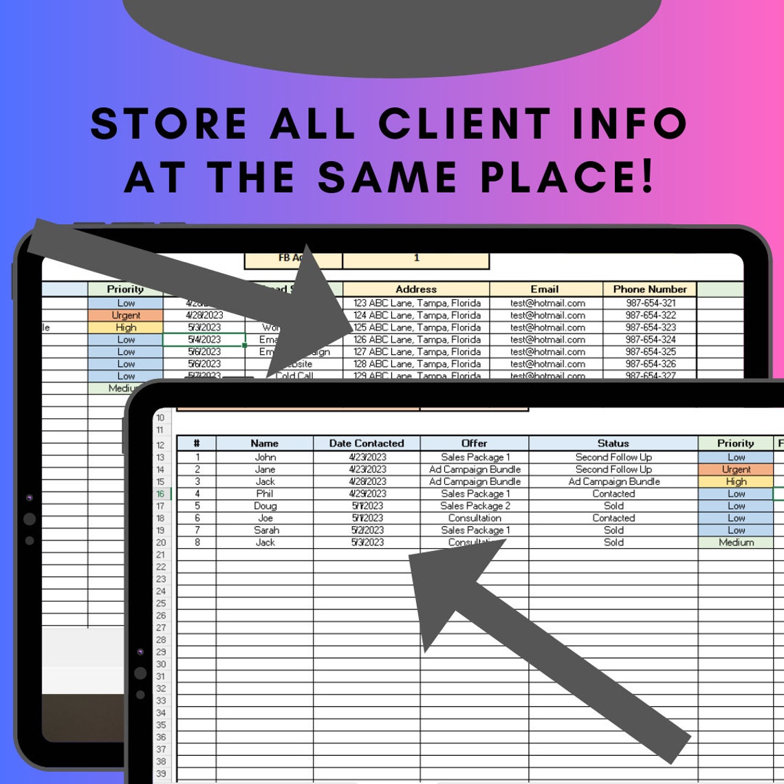Client Tracker Excel Spreadsheet Client Management Manage Customer