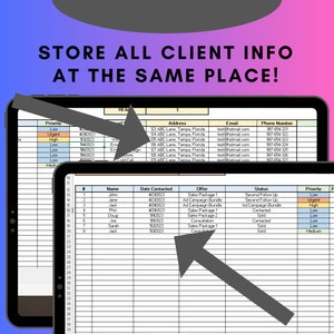 Client Tracker Excel Spreadsheet: Small Business Customer Management - Etsy