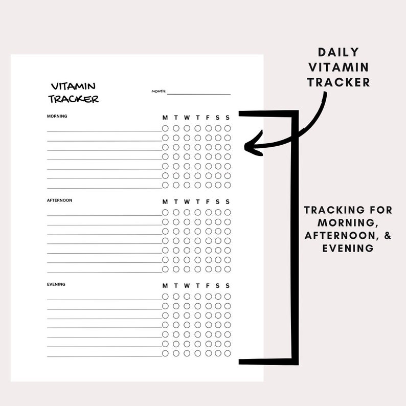 Daily Vitamin Tracker Printable: Monthly Supplement Checklist (PDF) - Etsy