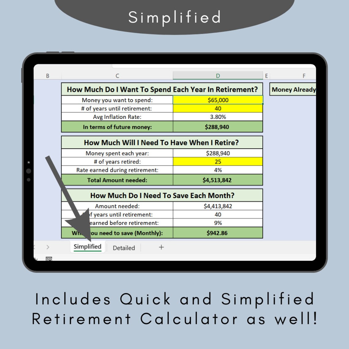 Retirement Planner Excel Template: Savings & Spending Tracker (digital Download) - Etsy