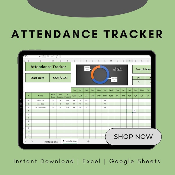 Employee Attendance Tracker Template - Etsy