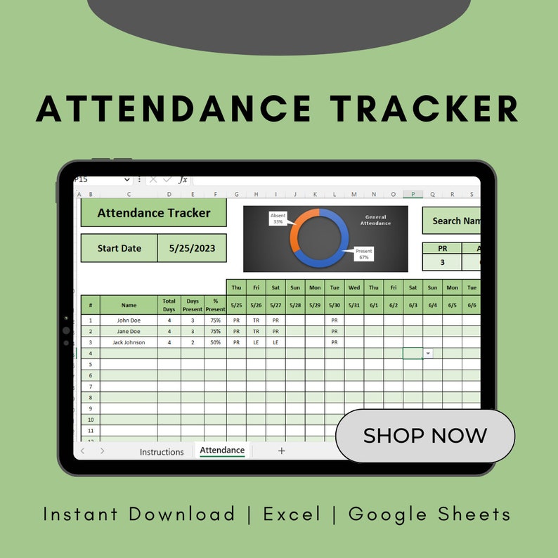 Attendance Log Tracker Student Attendance Record Attendance Keeper ...