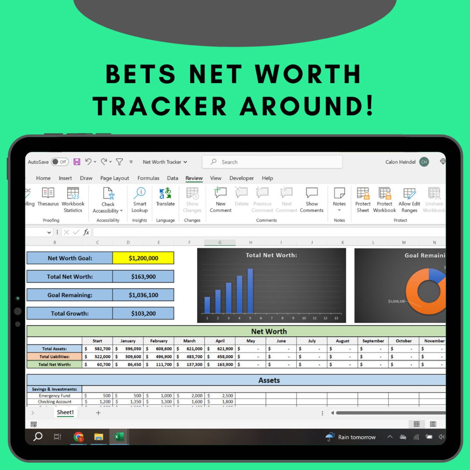 Net Worth Tracker Template for Excel, Net Worth Dashboard, Personal ...