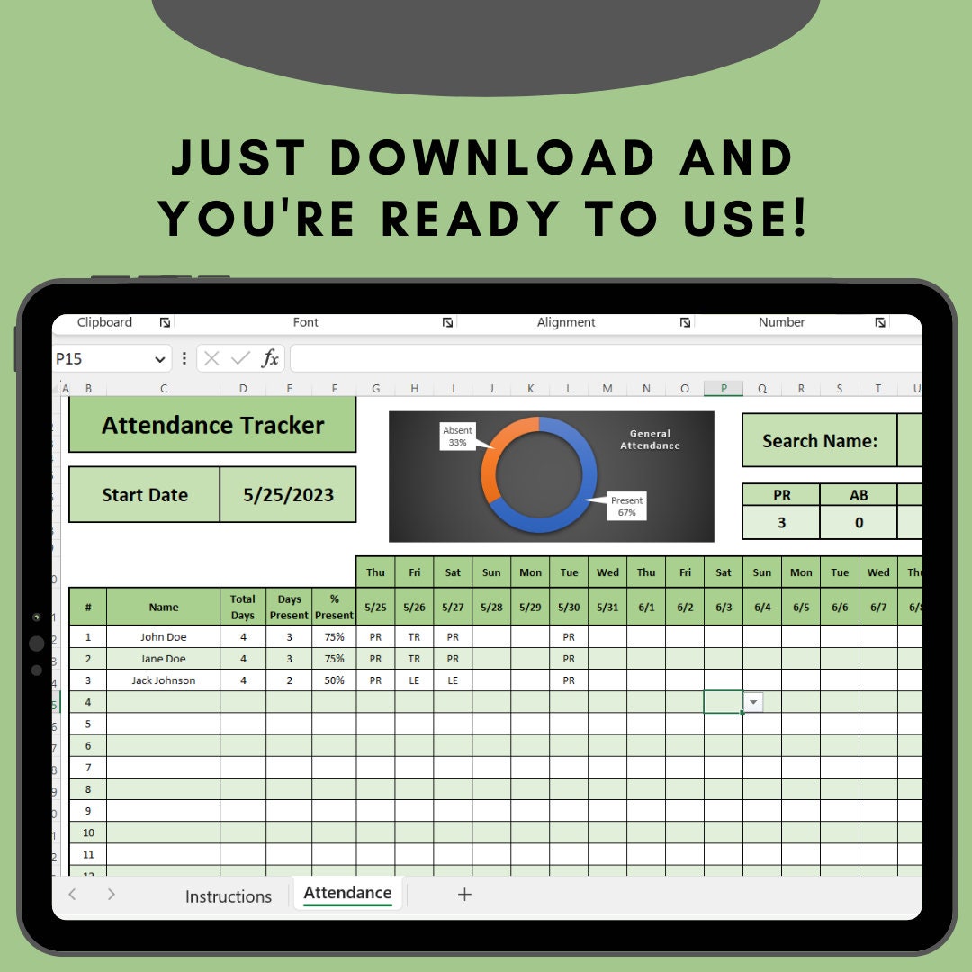 Attendance Log Tracker Student Attendance Record Attendance Keeper ...