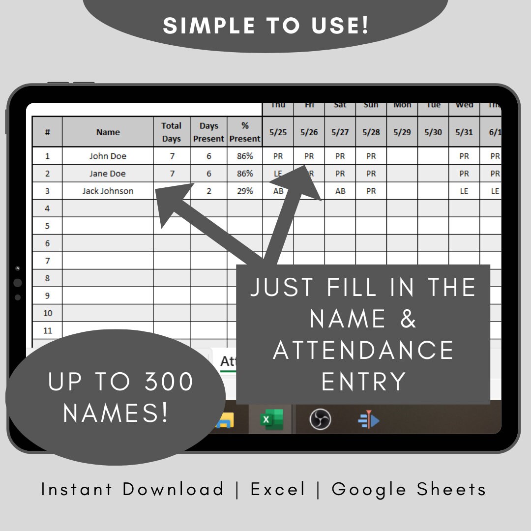 Student Attendance Tracker for Teachers Attendance Log for Daily ...