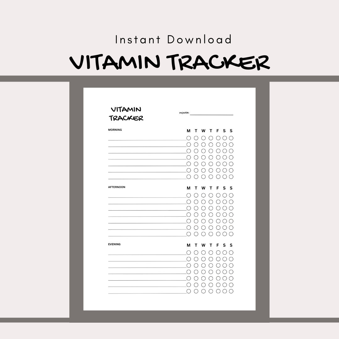 Vitamin Tracker Printable, Daily Vitamin Tracker, Monthly Vitamin ...
