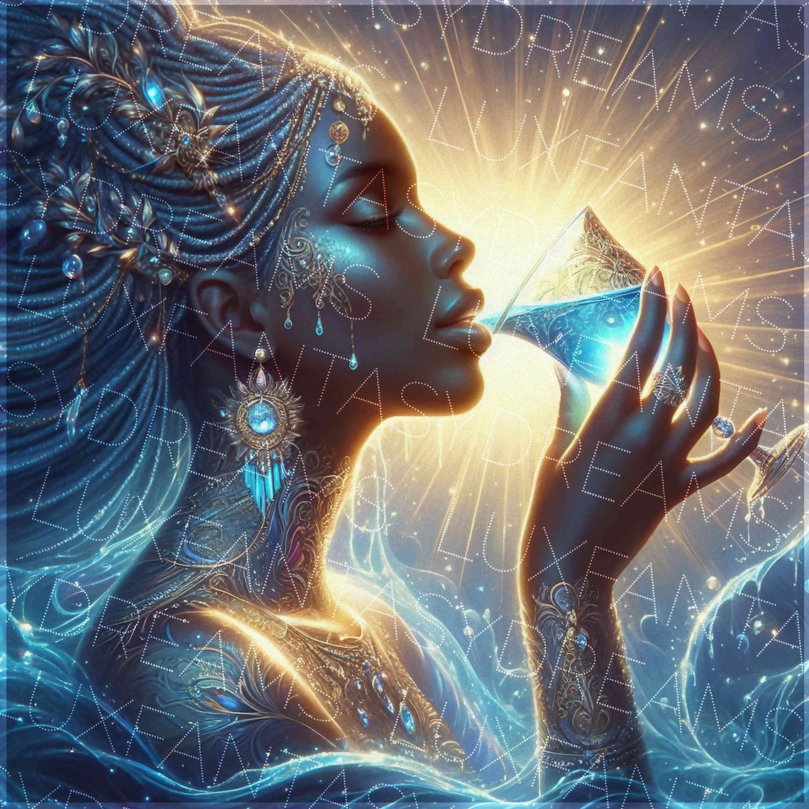 Drinking Water Woman, Healthy Girl Art Black Woman African American ...