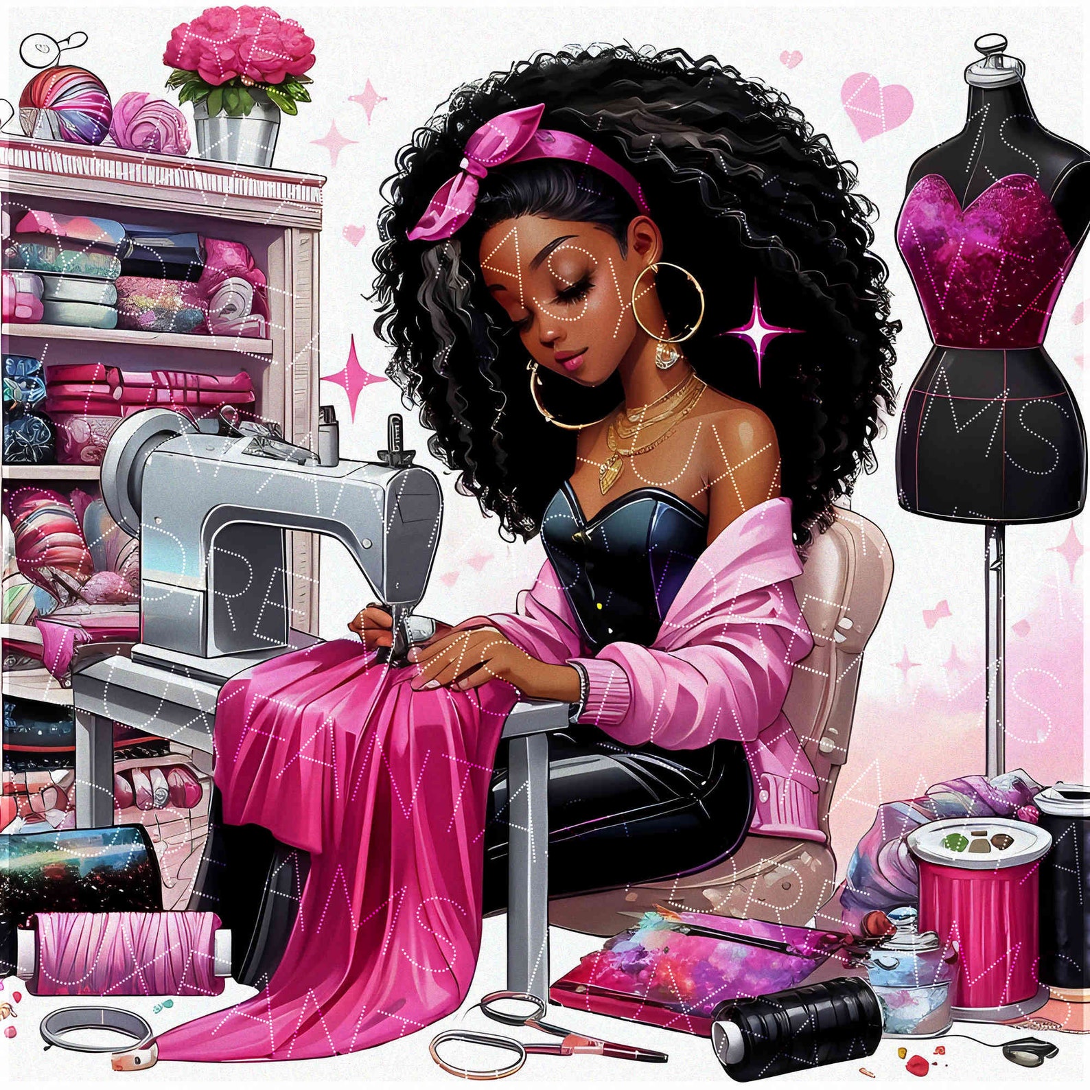 Crafty Boss Lady Queen Glam Black Woman Sewing Clothing Melanin Girl ...