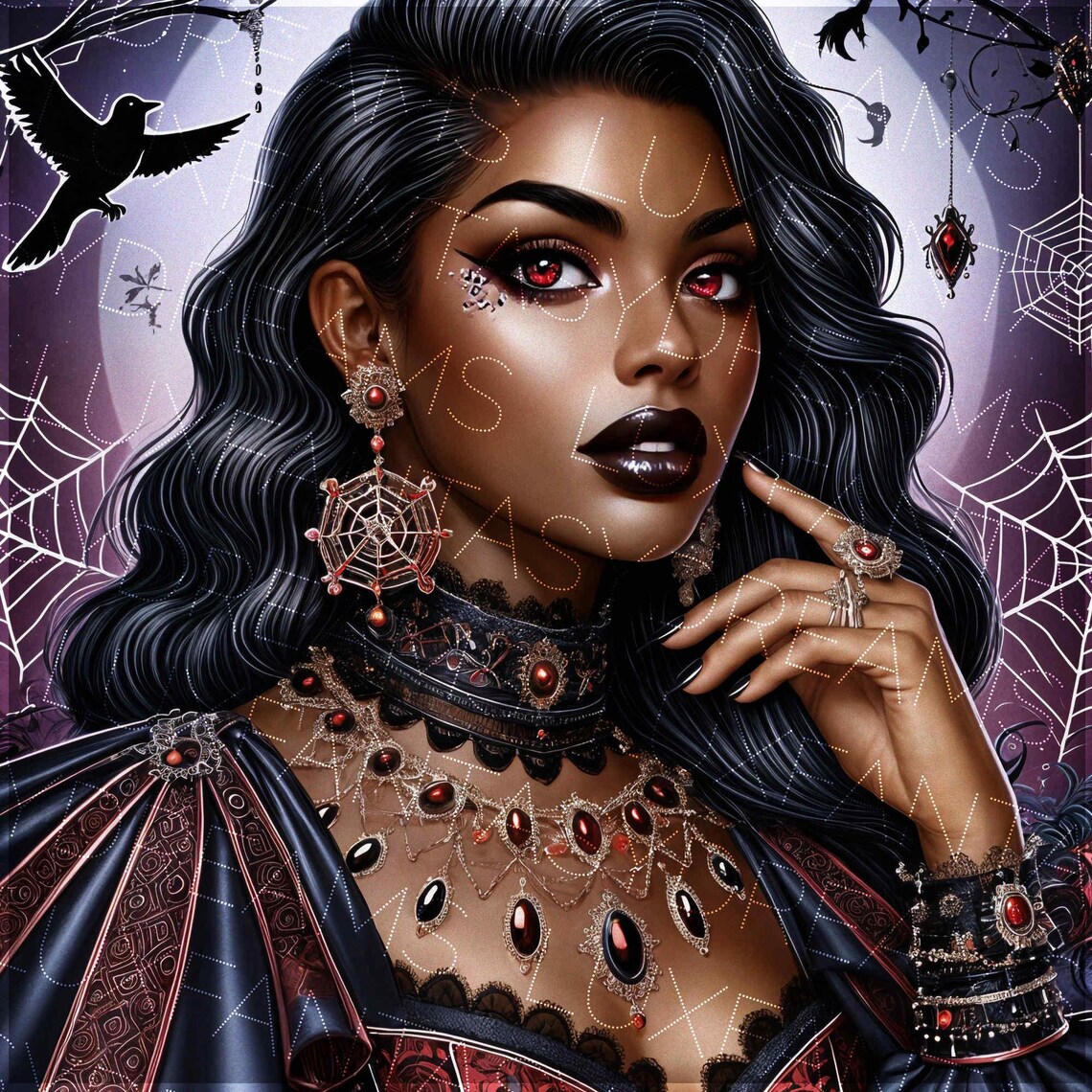 Beautiful Black Girl Goth Witch Afro Halloween Dark Melanin Vampire ...