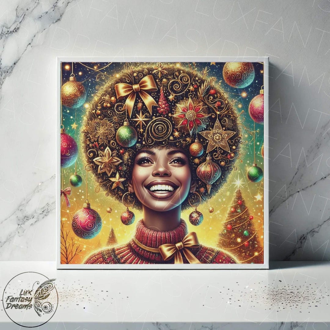 Afro Christmas Black Girl Magic Melanin Woman African American Holiday ...
