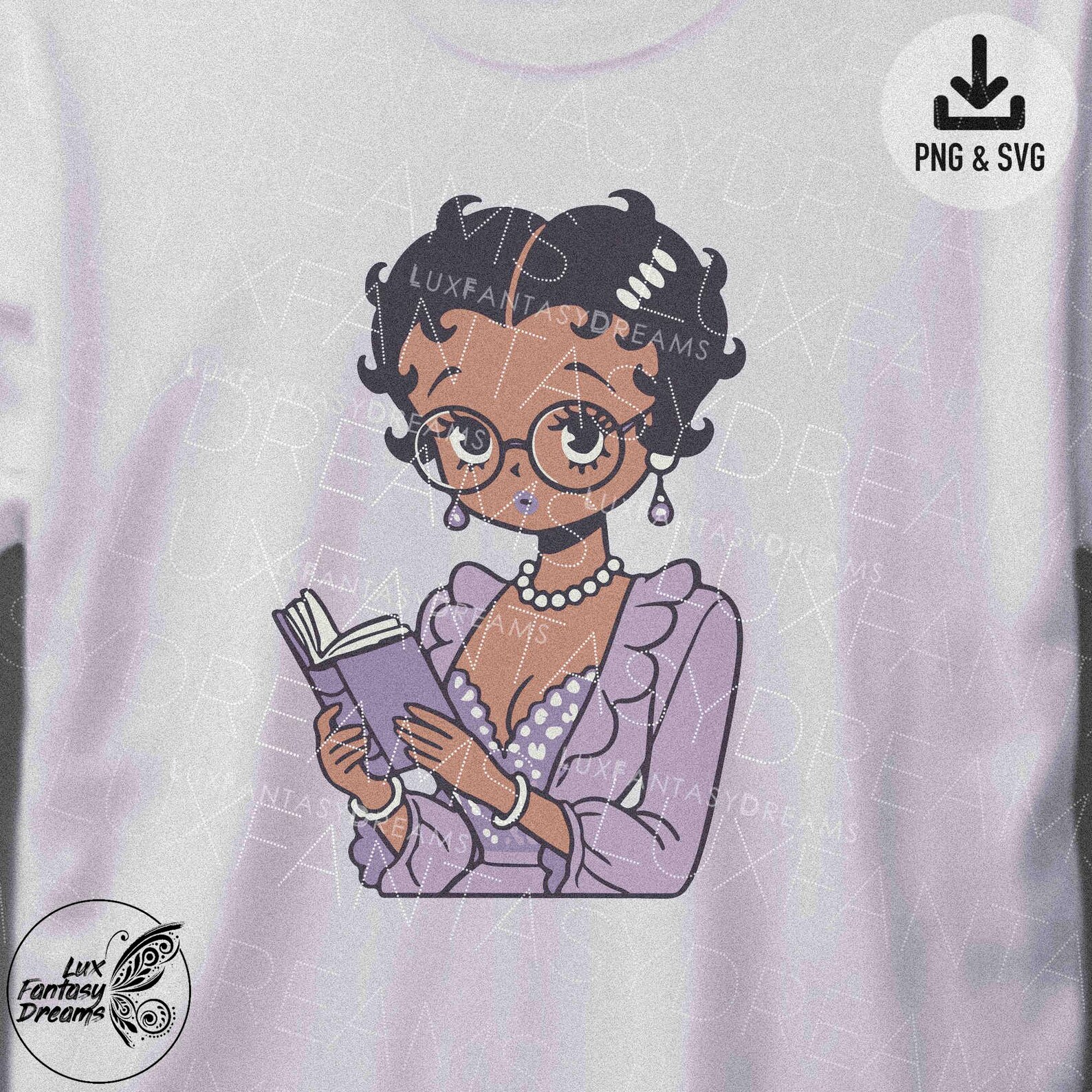 Betty Boop Reading Book Png Betty Boop in Purple Iron on Transfer Vinyl ...