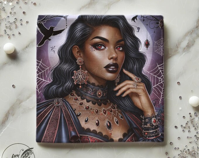 Beautiful Black Girl Goth Witch Afro Halloween Dark Melanin Vampire ...