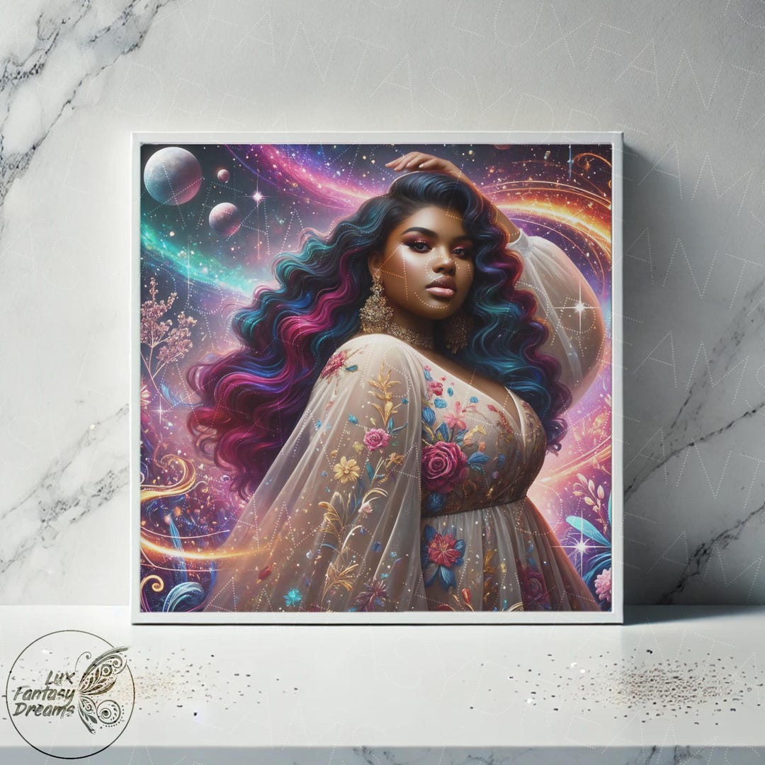 Galaxy Black Girl Magic Melanin Plus Size Woman African American Afro ...
