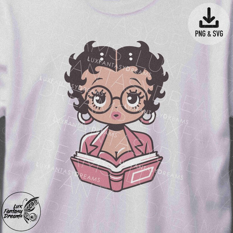 Betty Boop SVG Books Fashion Girl Reading Book Mothers Day Bookworm ...