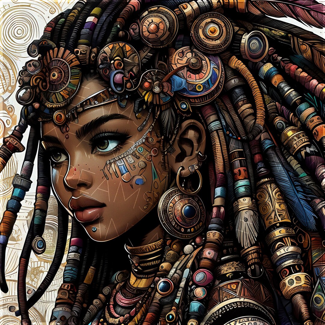 Steampunk Ethnic Girl, African American Woman, Black Tribal Steampunk ...