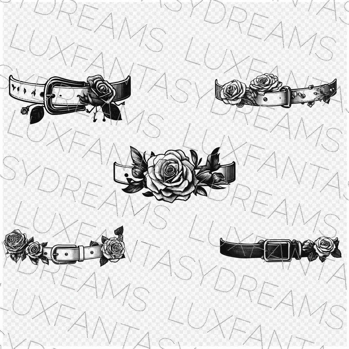 Rose Flower Belts Clothing Lineart Coloring Guide Drawing Template ...