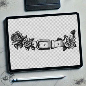Rose Flower Belts Clothing Lineart Coloring Guide Drawing Template ...