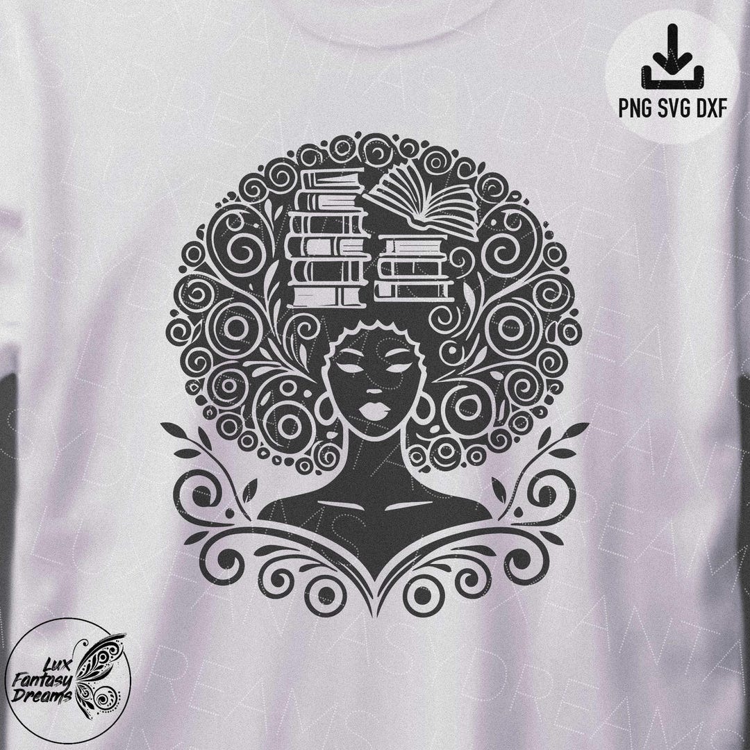 Black Woman Svg Books, Melanin Women Reading Book Girl Svg Afro Black ...