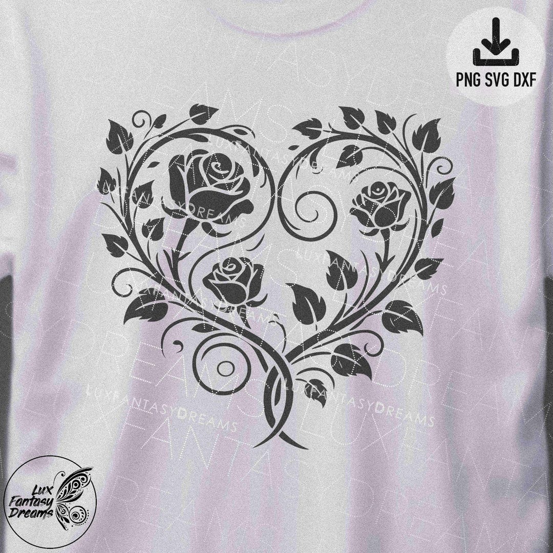 Rose Heart Png, Dxf, Svg Cutting File for Cricut Print Dye Sub Laser ...