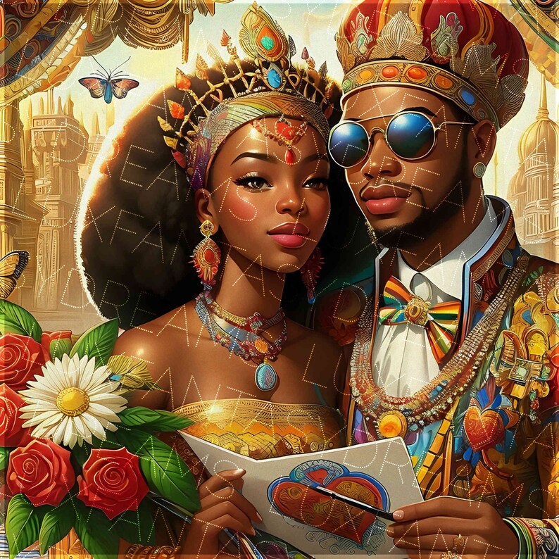 Beautiful Black Couple African American Lovers Melanin Man and Woman ...