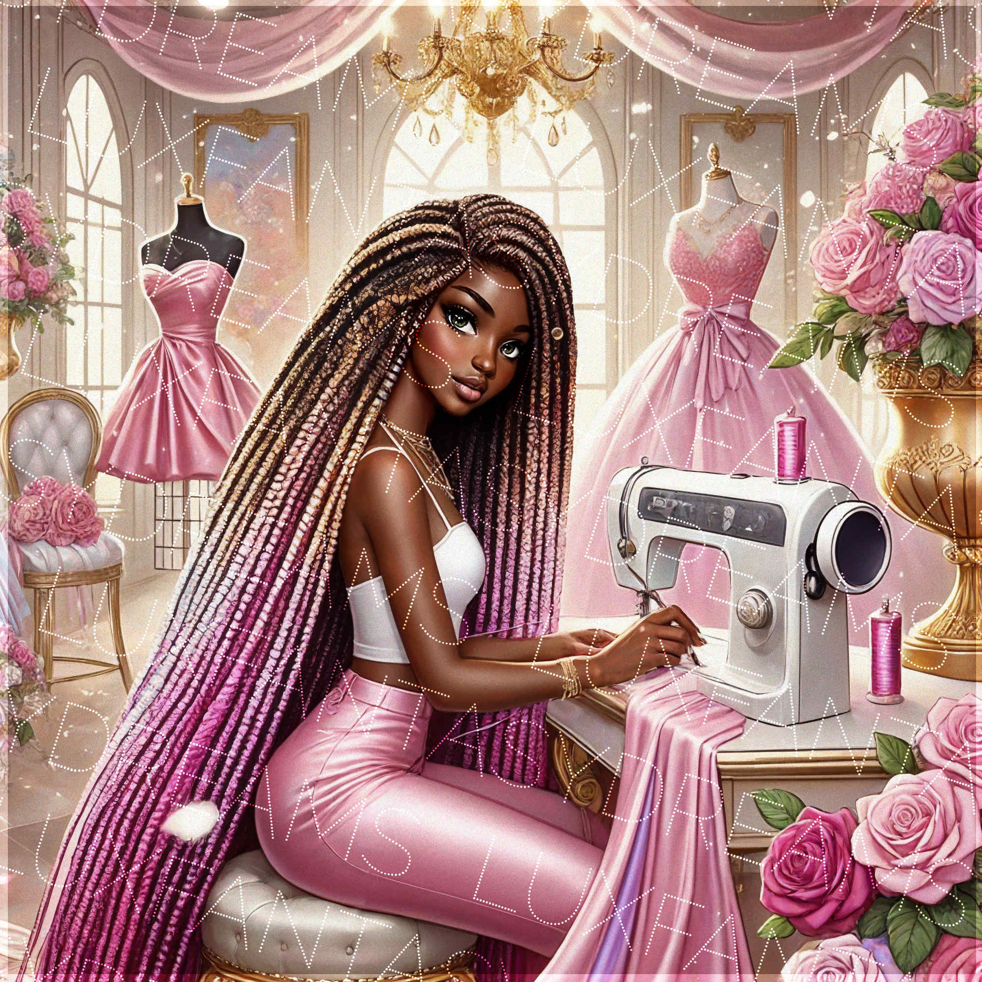 Crafty Black Queen Beautiful Locs Woman Sewing Fashion Clothing African ...