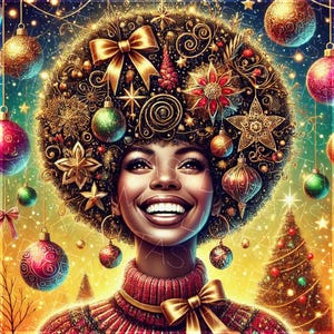 Afro Christmas Black Girl Magic Melanin Woman African American Holiday ...