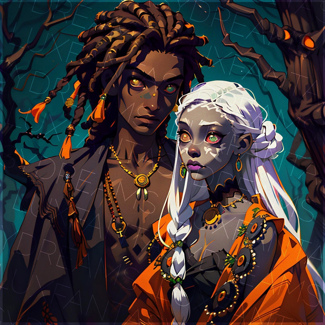 Black Anime Love, Afro Fantasy Voodoo Illustration, African Halloween ...