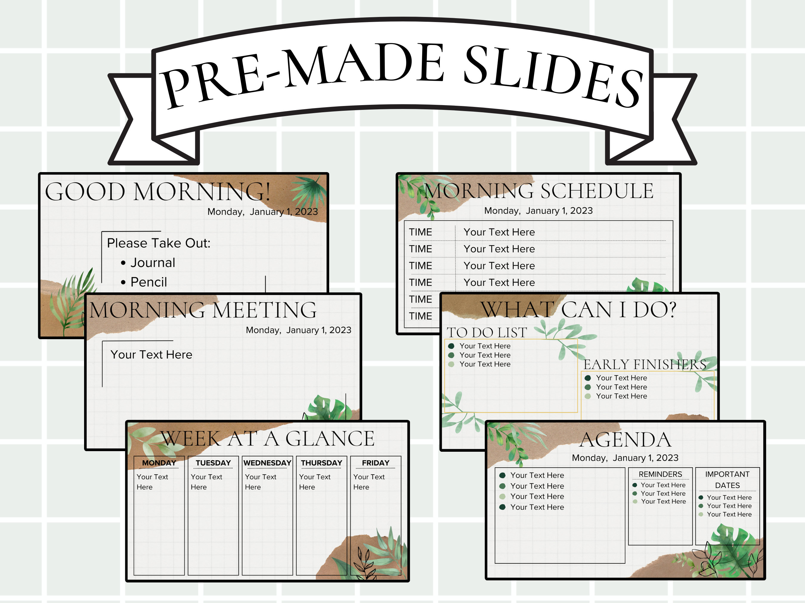 Botanical Daily Slides | Teacher Slides Template | Classroom Decor ...