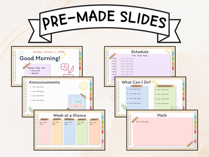 Pastel Spring Notebook Daily Slides | Teacher Slides Template ...