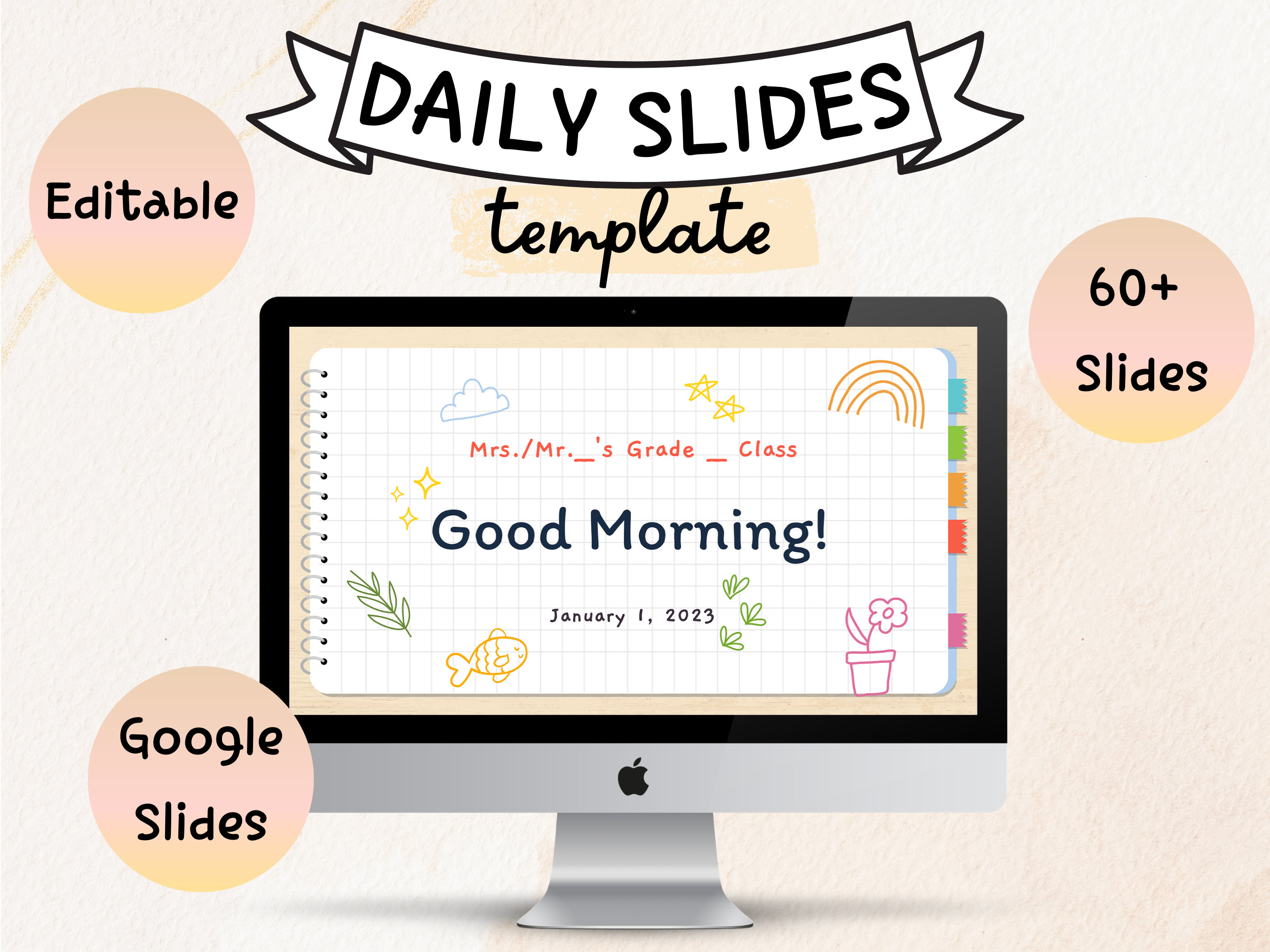 Pastel Spring Notebook Daily Slides | Teacher Slides Template ...