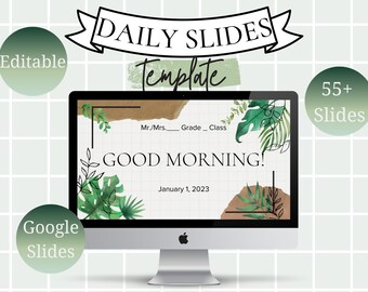 Chalkboard Themed Daily Slides | Teacher Slides Template | Classroom ...