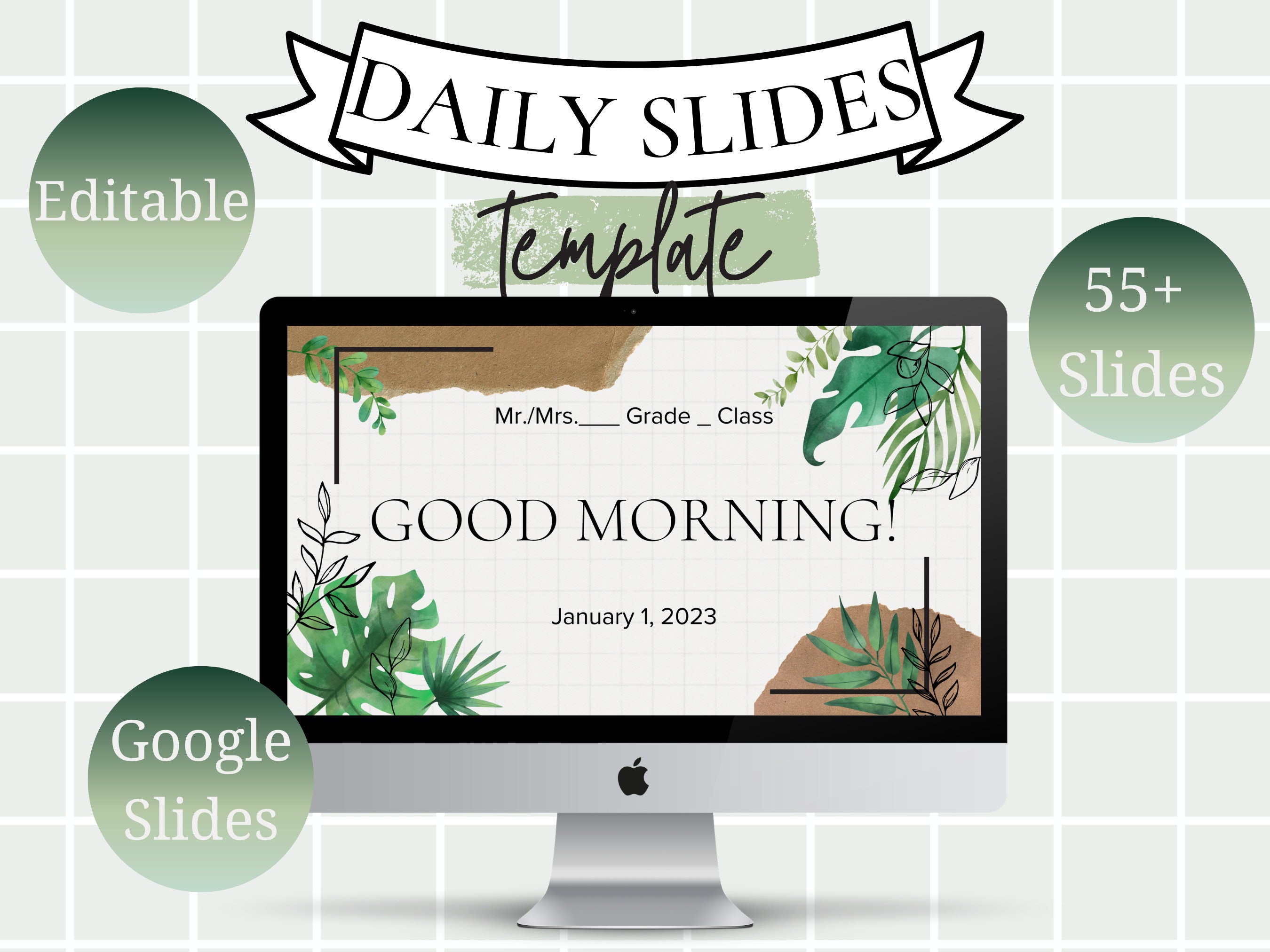 Botanical Daily Slides | Teacher Slides Template | Classroom Decor ...