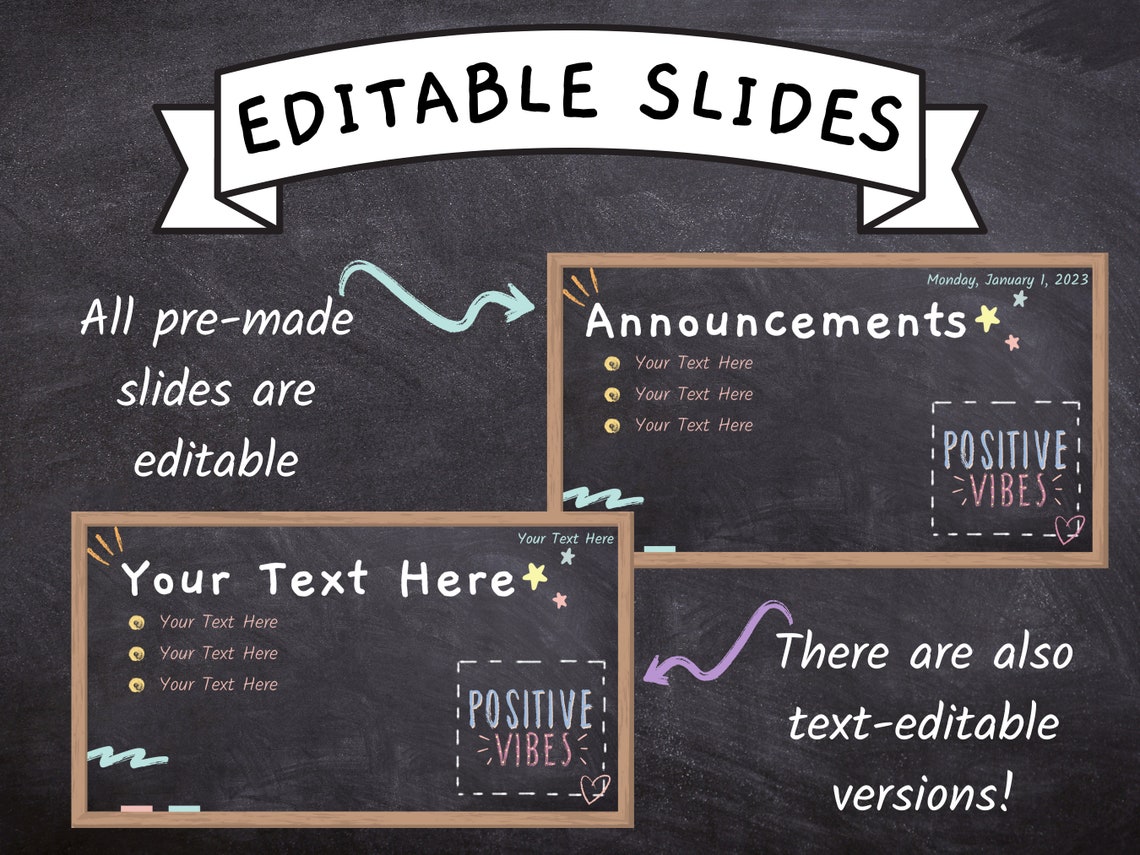 Chalkboard Themed Daily Slides | Teacher Slides Template | Classroom ...