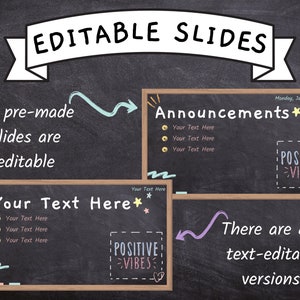 Chalkboard Themed Daily Slides | Teacher Slides Template | Classroom ...