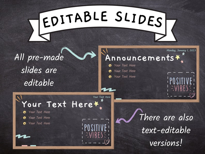 Chalkboard Themed Daily Slides | Teacher Slides Template | Classroom ...