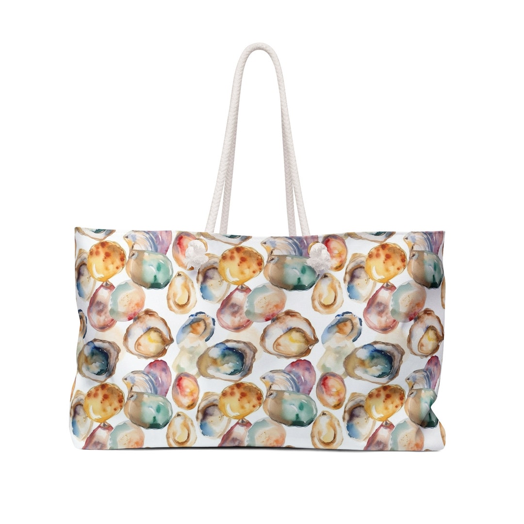 Oyster Beach Bag, Coastal Tote, Pool Bag, Summer Catch All, Seashell ...