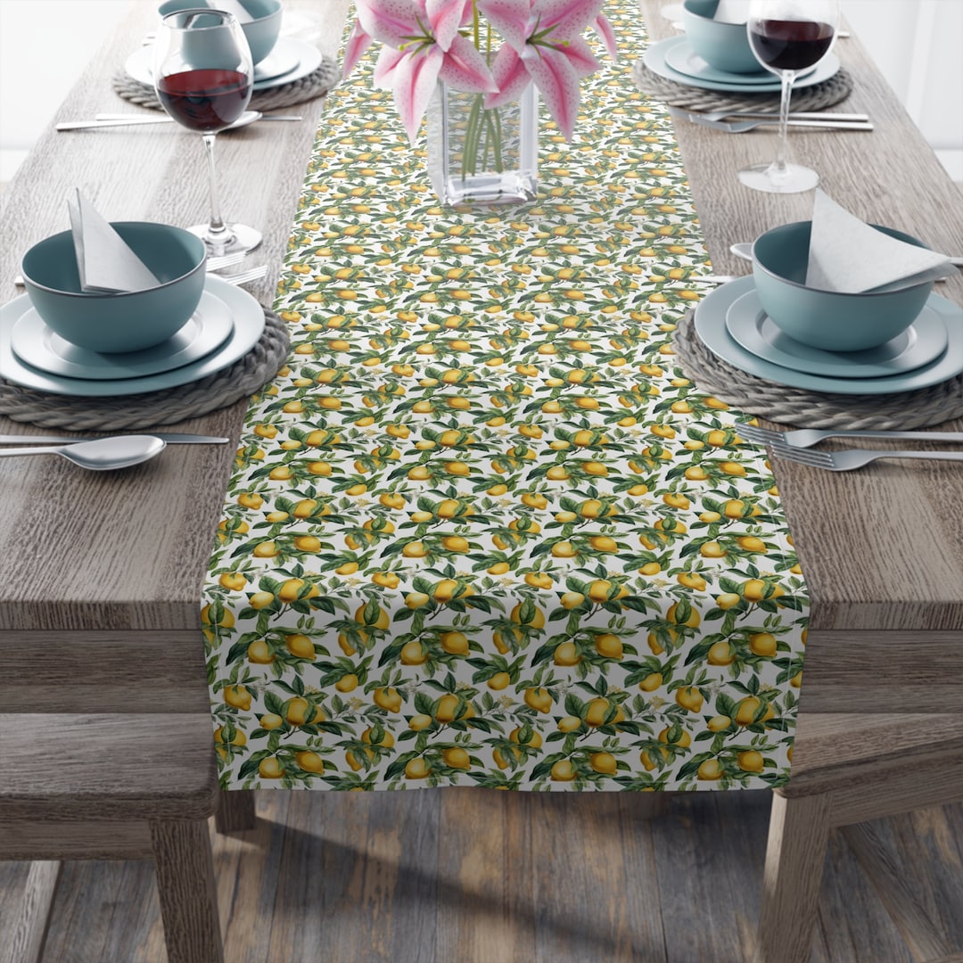Lemon Table Runner-lemon & Botanical Table Runner - Lemon Table ...