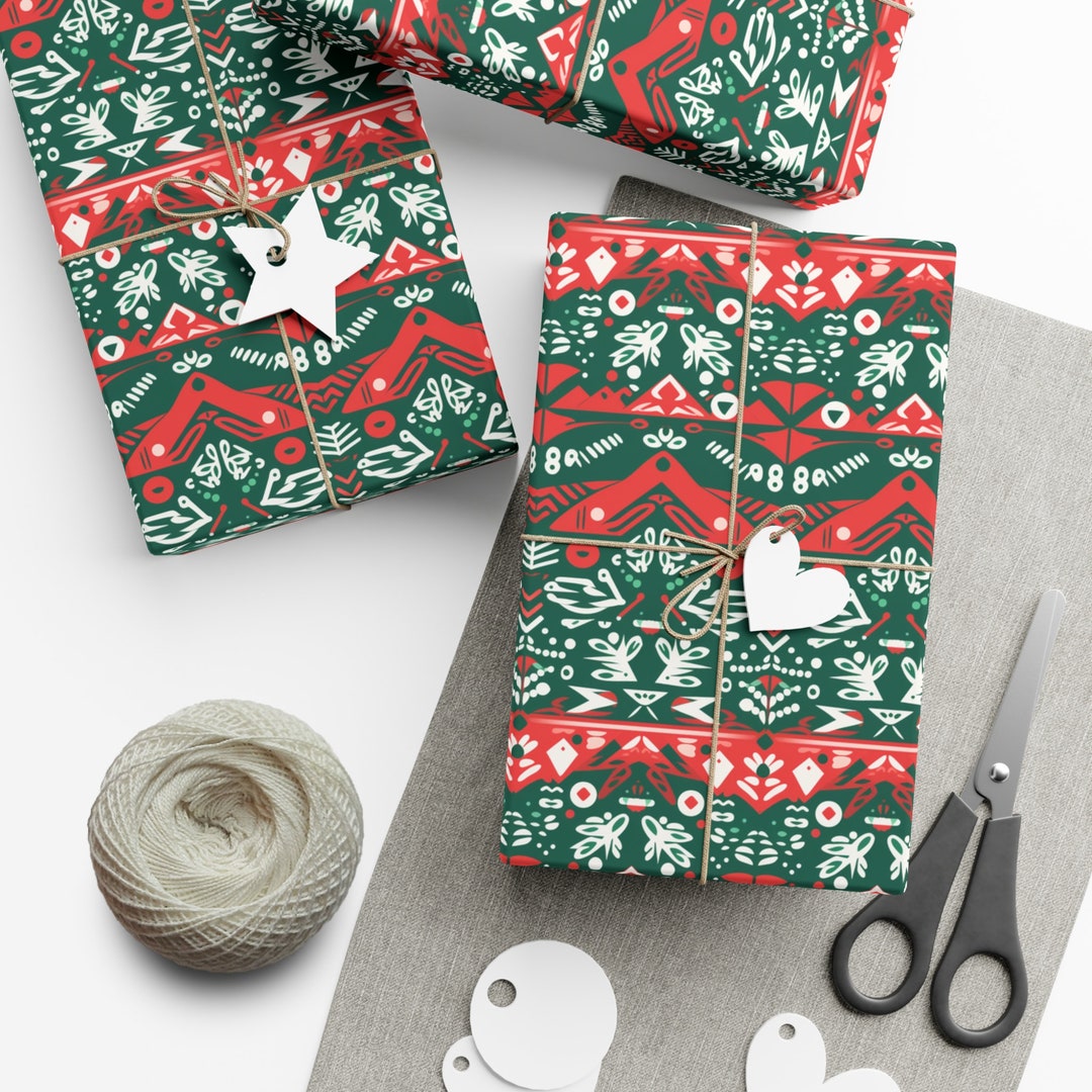 Christmas Gift Wrap, Holiday Wrapping Papers, Nordic Gift Wrap, Xmas ...
