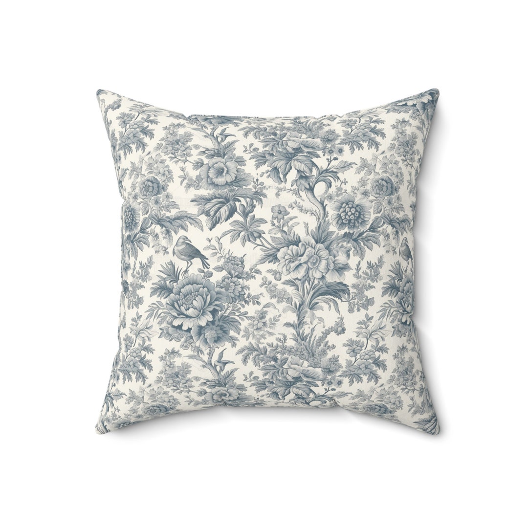 Toile Pillow, Accent Pillow, Blue Home Decor, Toile Decor, Blue Toile ...